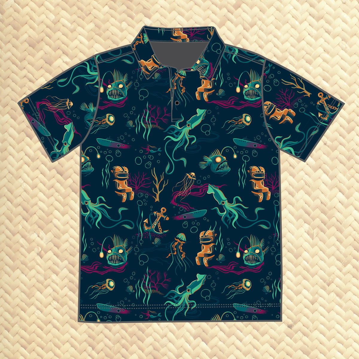 Jeff Granito's 'Dwellers of the Deep' Men's Performance Golf Polo - Re ...