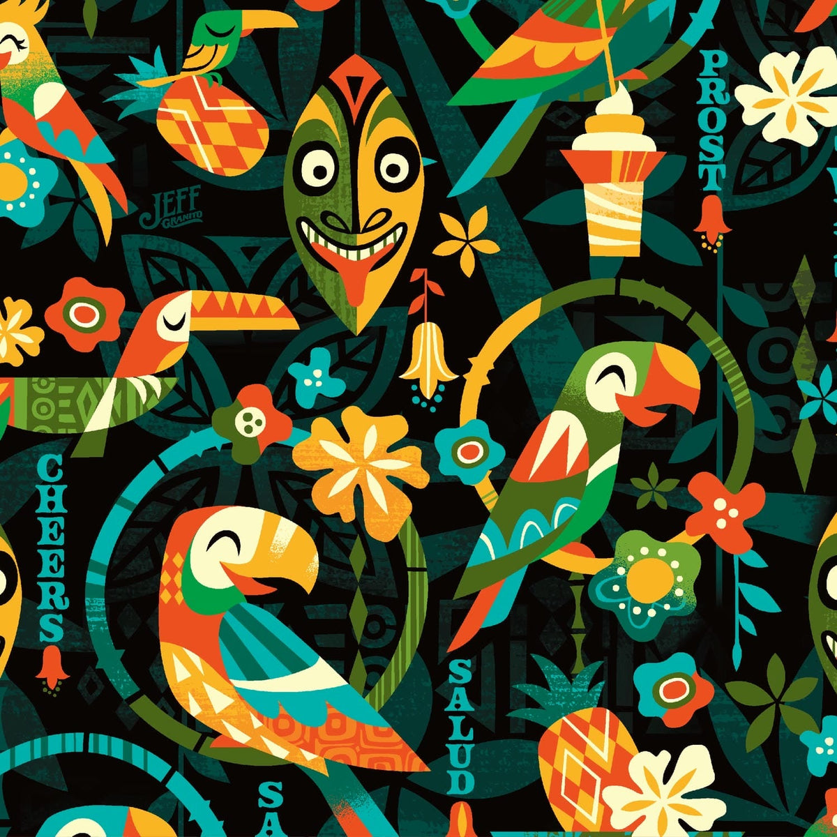 Jeff Granito's 'Birds Singing Words' Pareo - Ready to Ship / Rolling P ...