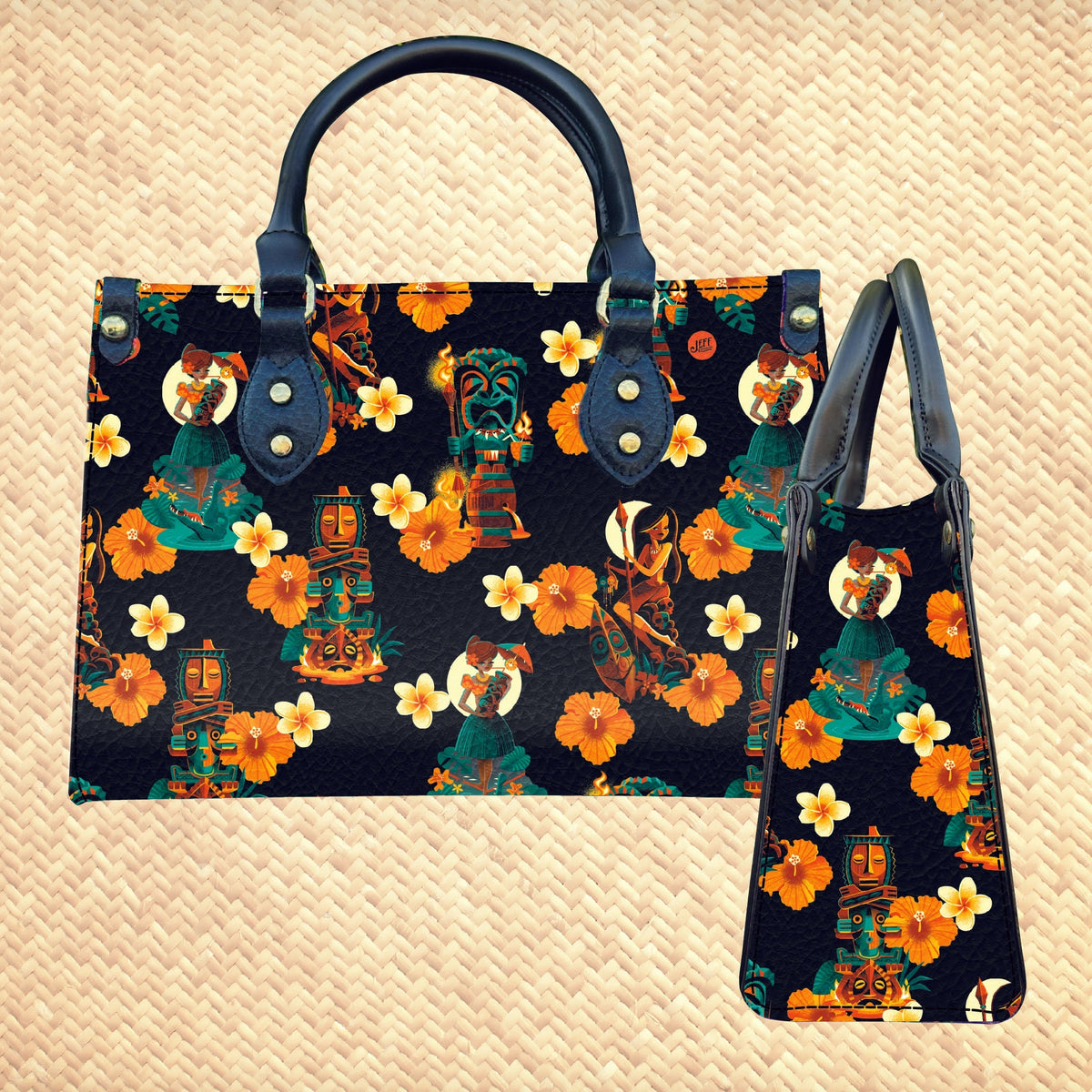 Jeff Granito's 'Tiki Portraits' Handbag and Zippered Wallet - Rolling ...