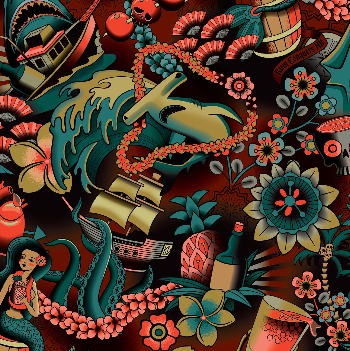 Jeff Granito's 'Rum Conquers All' Modern Fit Button-Up Shirt - Unisex ...