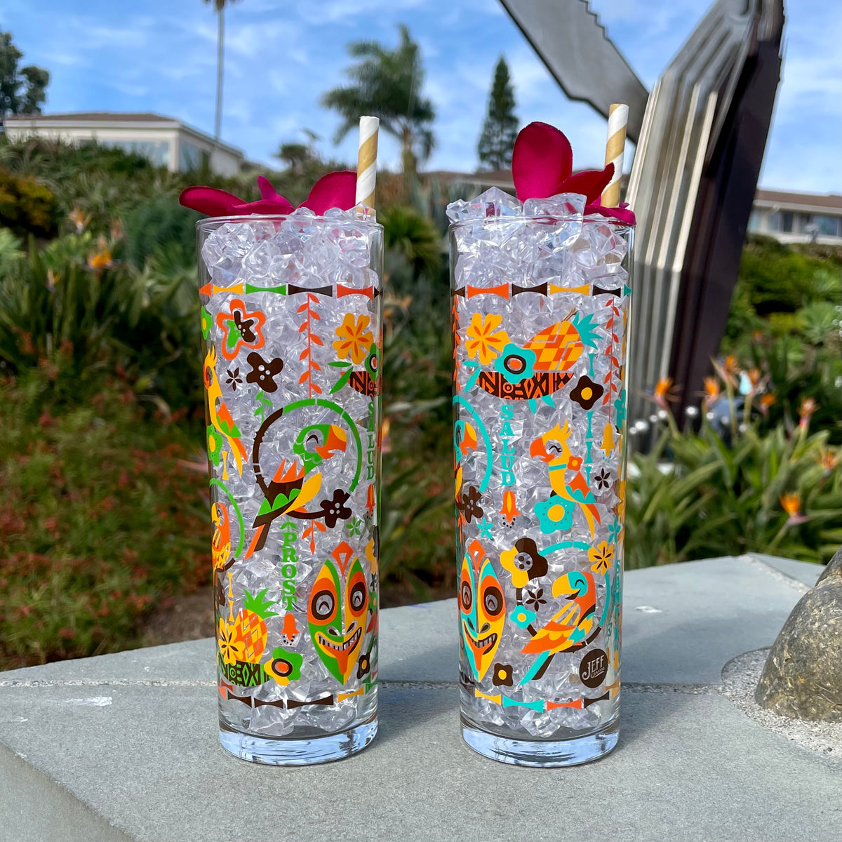 Birds Singing Words Zombie Cocktail Glass Set – Jeff Granito Designs