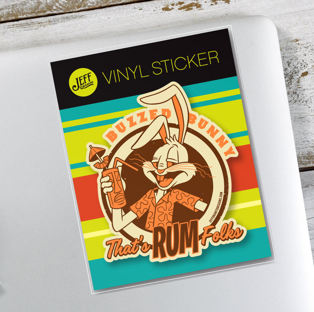 Buzzed Bunny Vinyl Sticker – Jeff Granito Designs